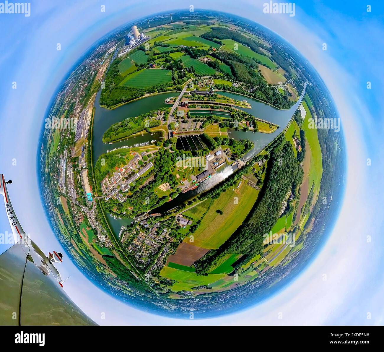 Aerial view, LWL-Museum Henrichenburg boat lift, Waltrop lock park ...
