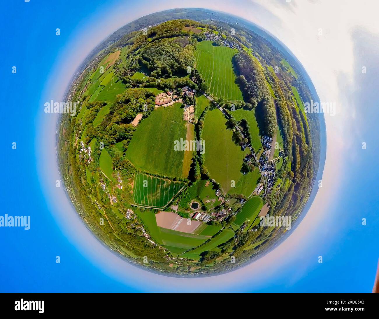 Aerial view, district Vosshöven wooded meadows and fields, Schmalenbeck ...