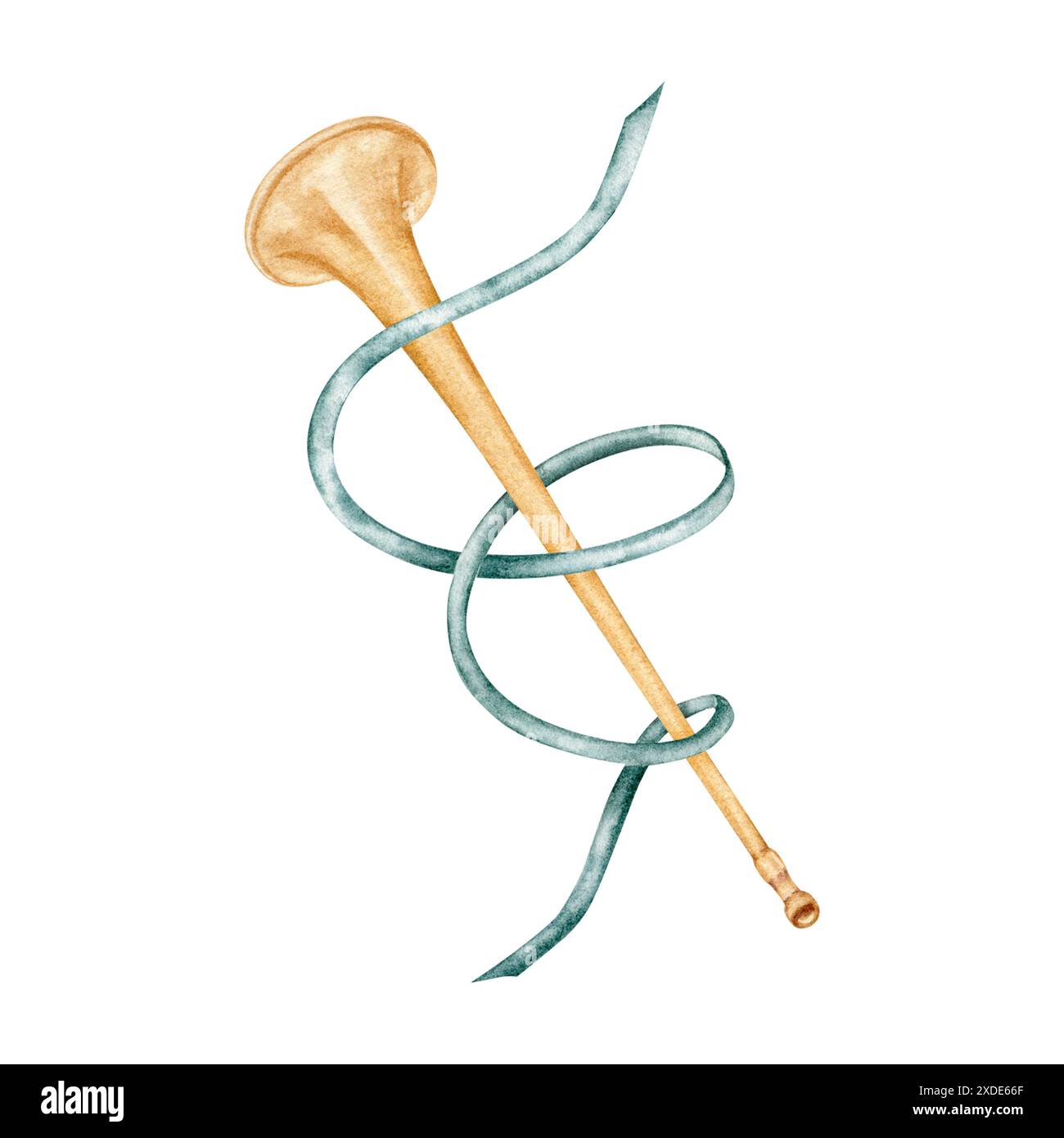 Ceremonial parade fanfare trumpet. Vintage alpine horn music instrument ...