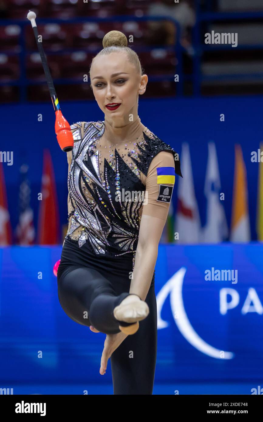 ONOPRIENKO Viktoriia (Ukr) during FIG Rhythmic Gymnastics World Cup, at Unipol Forum, Milan on ...