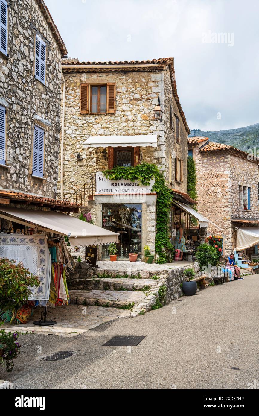 Stone buildings and shops on Rue Armand Fallières in the medieval ...