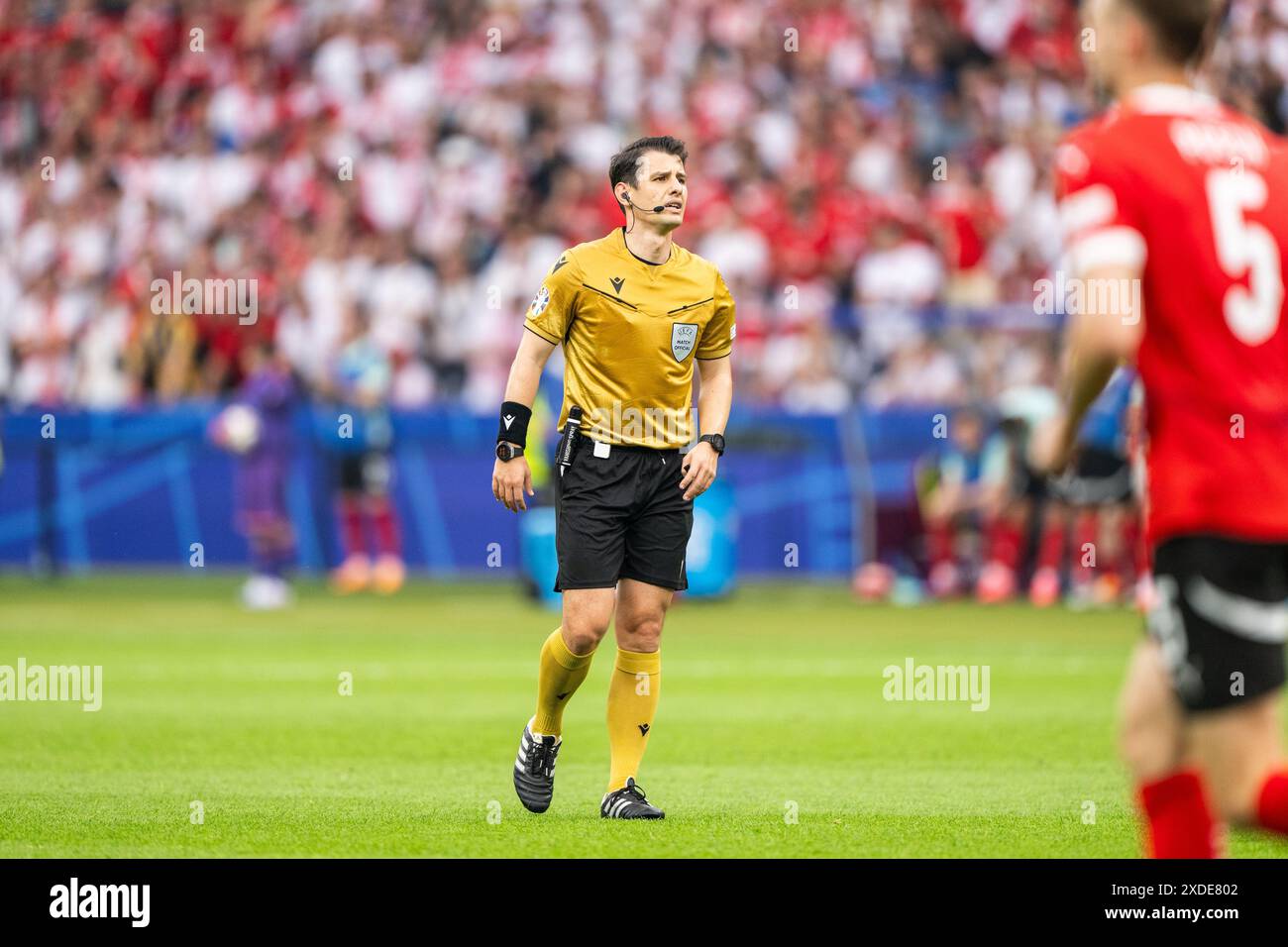 Berlin, Germany. 21st June, 2024. Referee Halil Meler of Austria seen ...