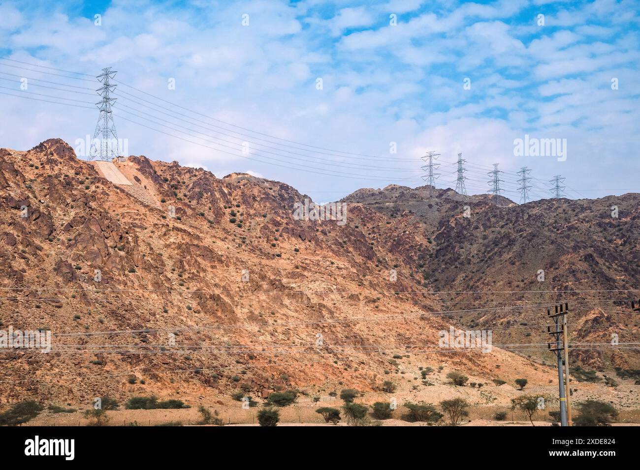 Medina, Saudi Arabia - December 22, 2022: Rocky desert hills under a ...