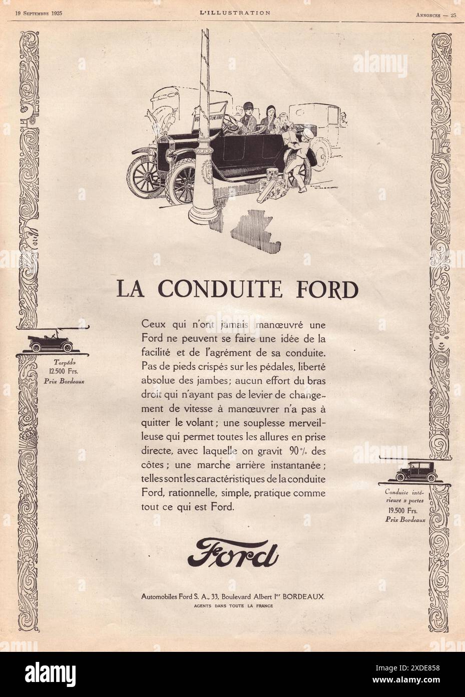 Ford cars vintage french advertisement 1920s hi-res stock photography ...