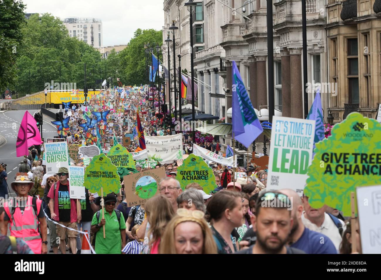 Demonstrators during a Restore Nature Now protest in central London ...