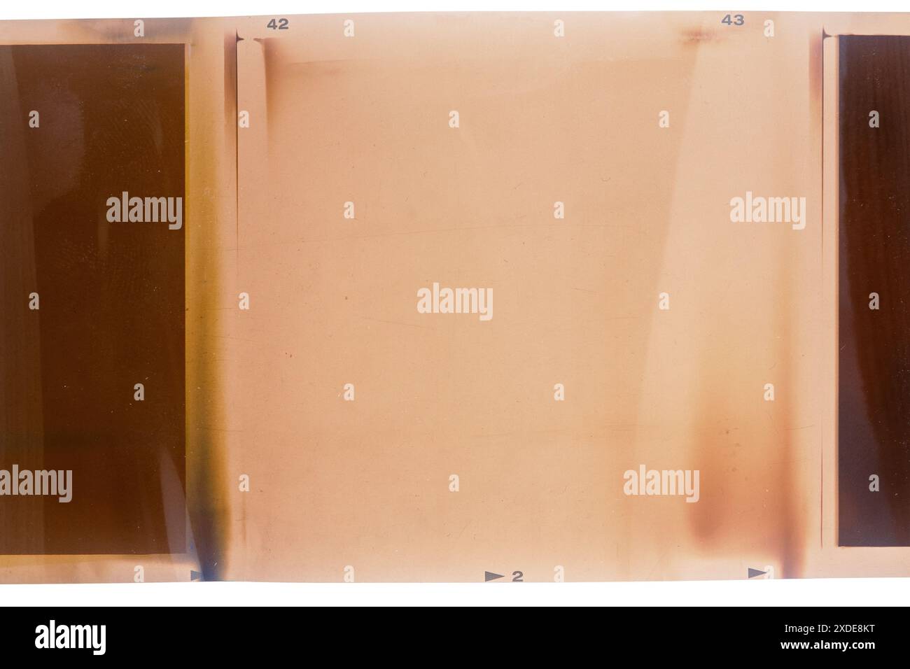 Grungy color 120mm negative film with light leaks isolated on white ...