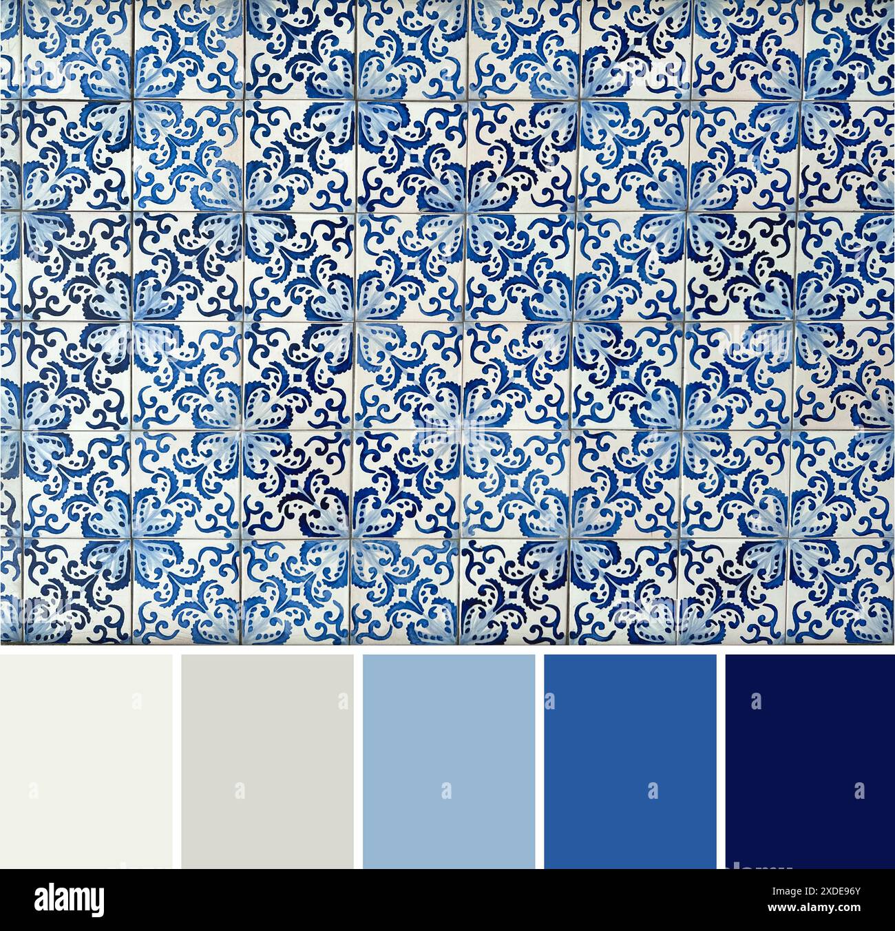 Elegant Blue and White and Neutral Colors Porcelain Tile Pattern with ...
