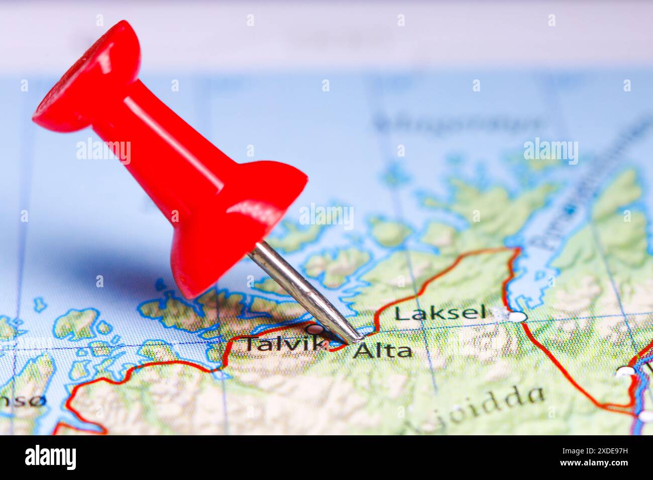Alta, Norway pinned on map Stock Photo - Alamy