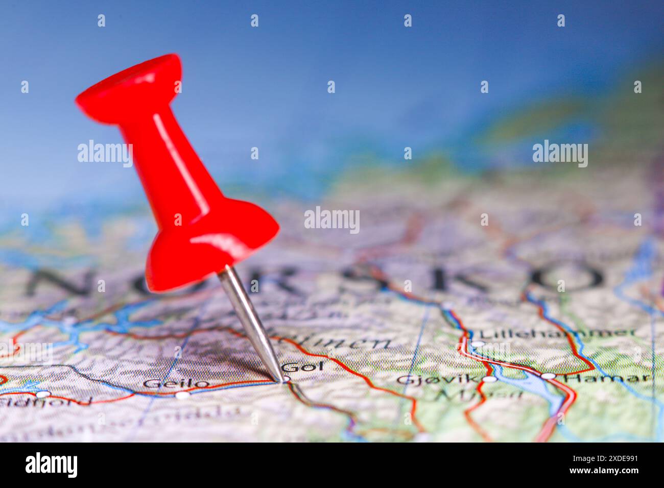 Gol, Norway pinned on map Stock Photo - Alamy