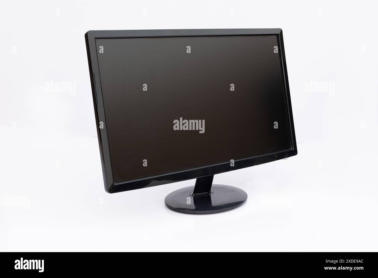 Black Flat Screen Monitor on White Background with Copy Space Stock ...