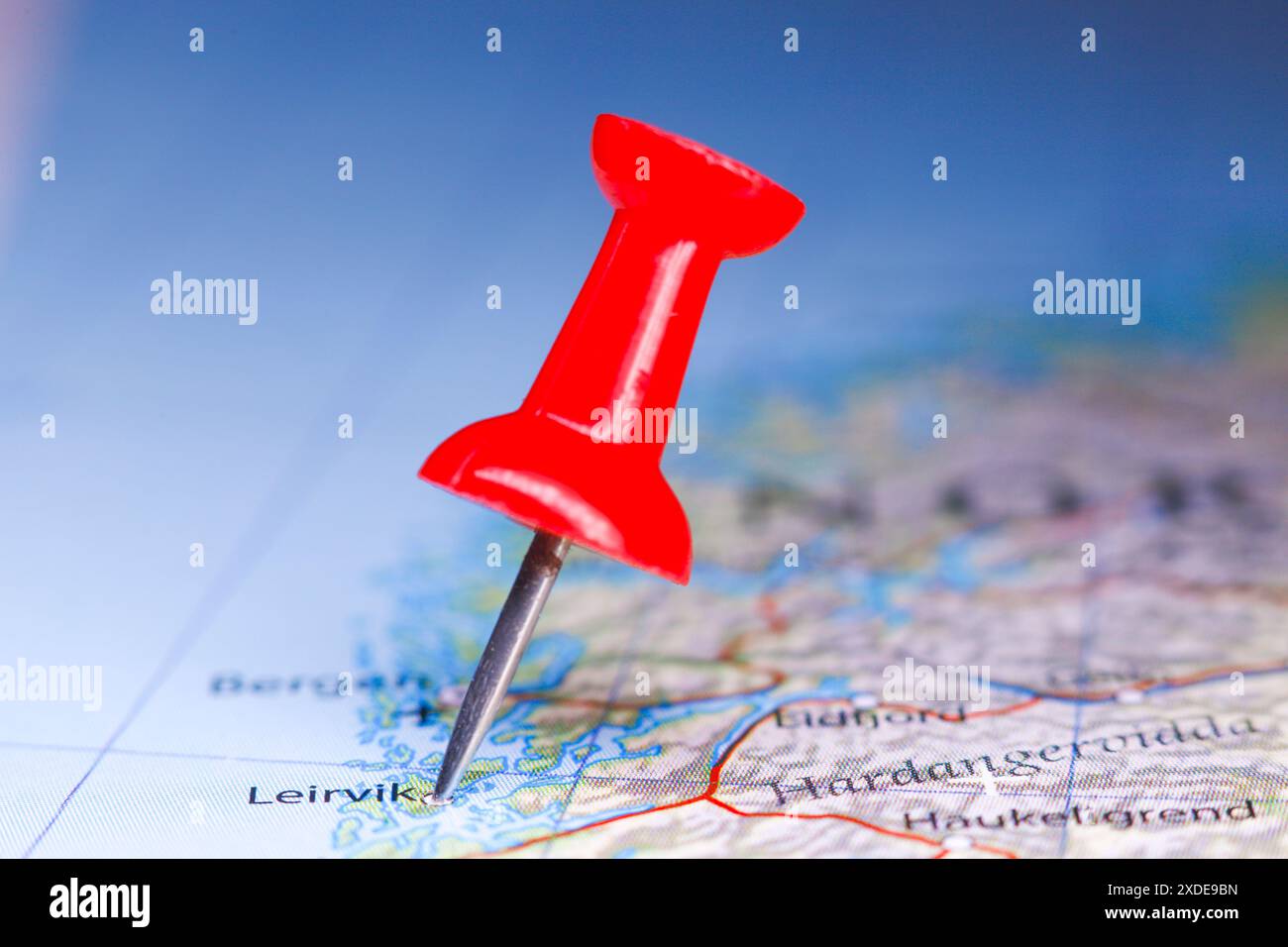 Leirvik, Norway pinned on map Stock Photo - Alamy