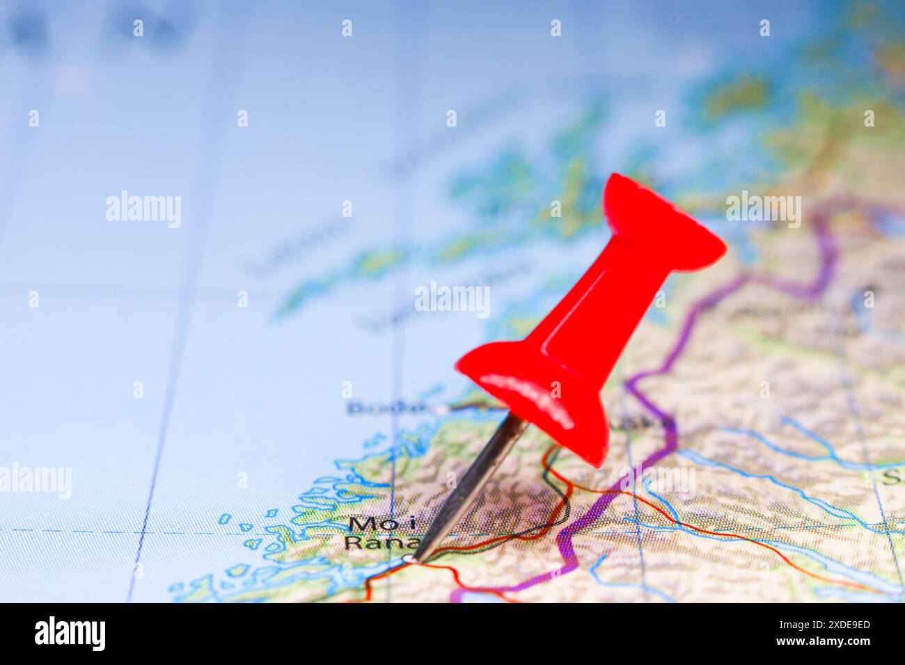 Mo i Rana, Norway pinned on map Stock Photo - Alamy