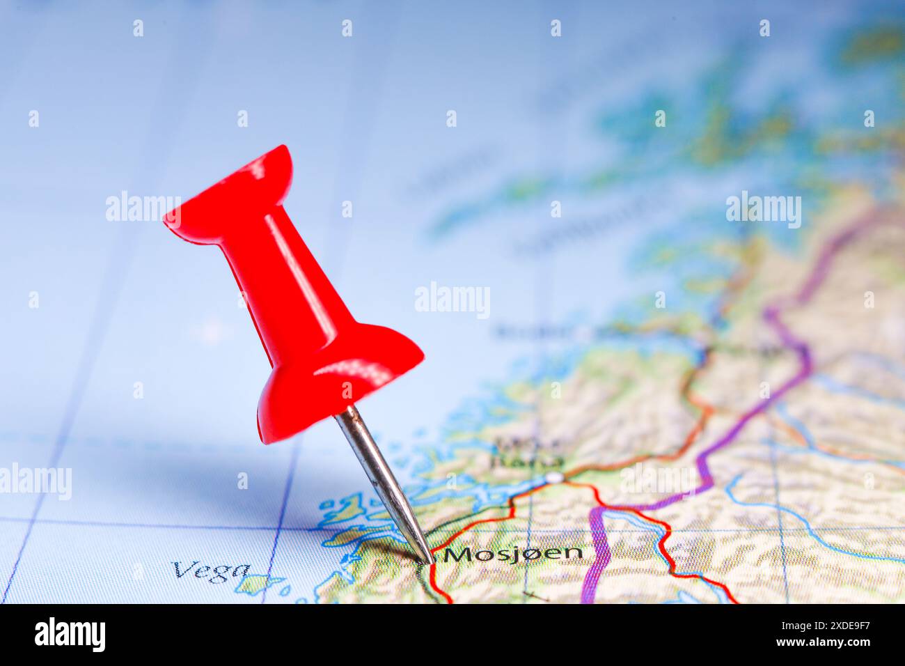 Mosjoen, Norway pinned on map Stock Photo - Alamy