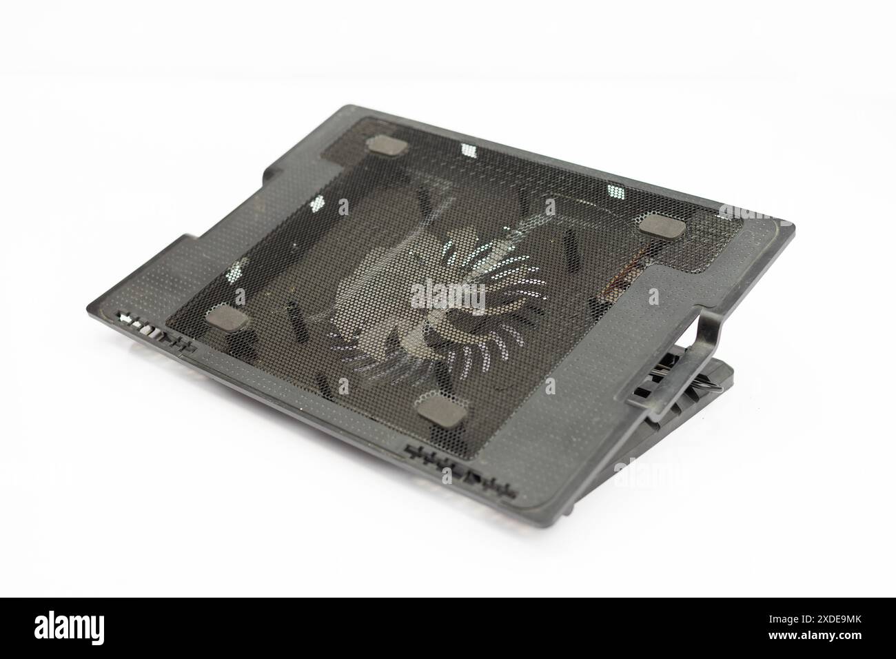 External laptop cooler isolated on white background. Side view with ...