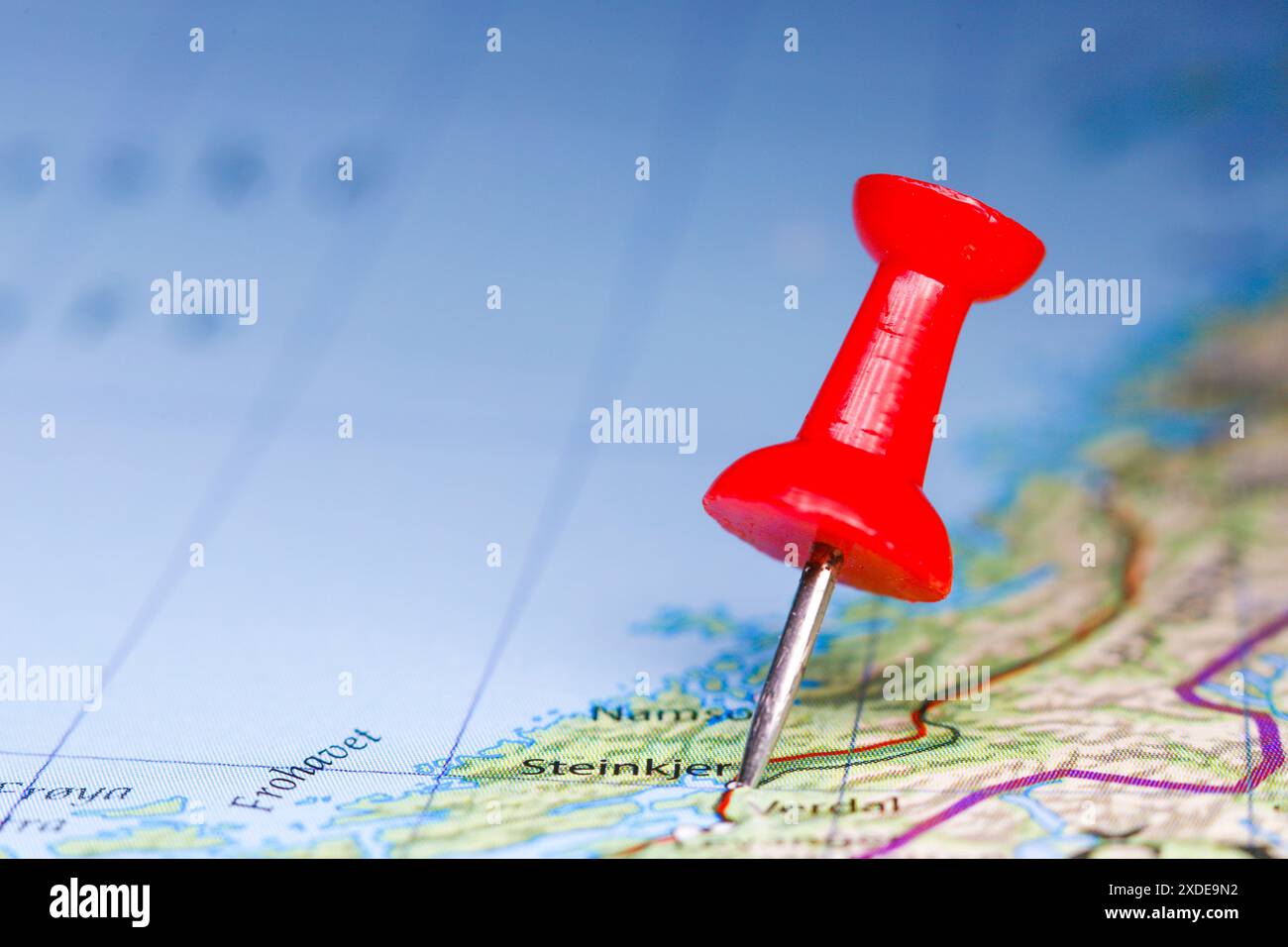 Steinkjer, Norway pinned on map Stock Photo - Alamy