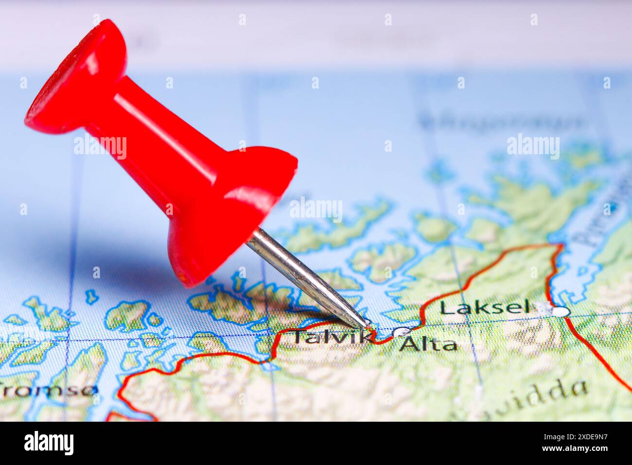 Talvik, Norway pinned on map Stock Photo - Alamy