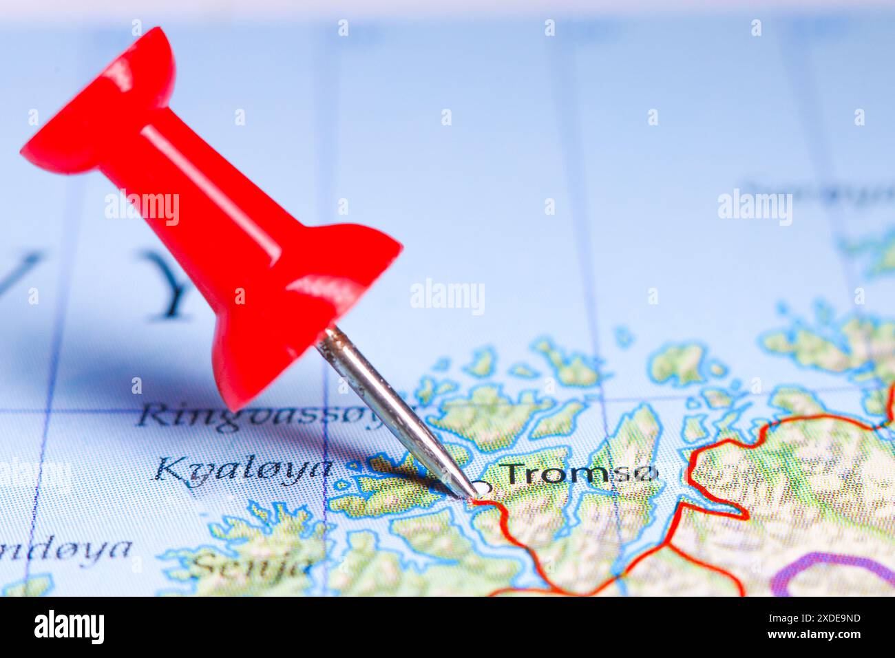 Tromso, Norway pinned on map Stock Photo - Alamy