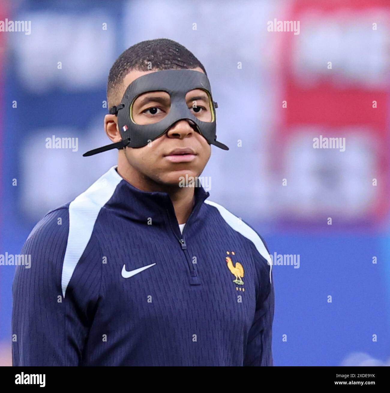 LEIPZIG, GERMANY - JUNE 21: Kylian Mbappe of France with mask during ...