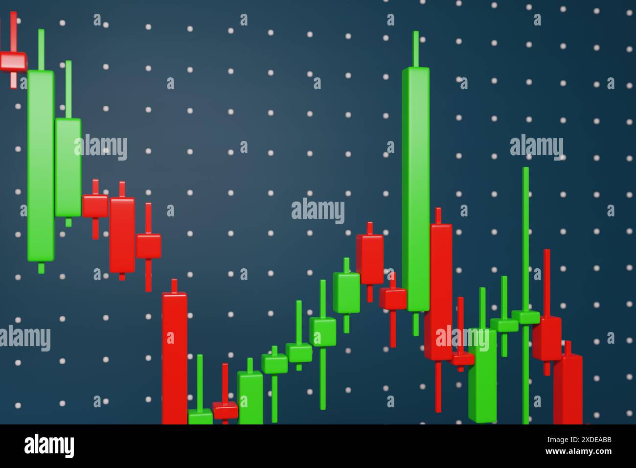 Red and green three-dimensional candlestick chart. Trading concept. 3d ...