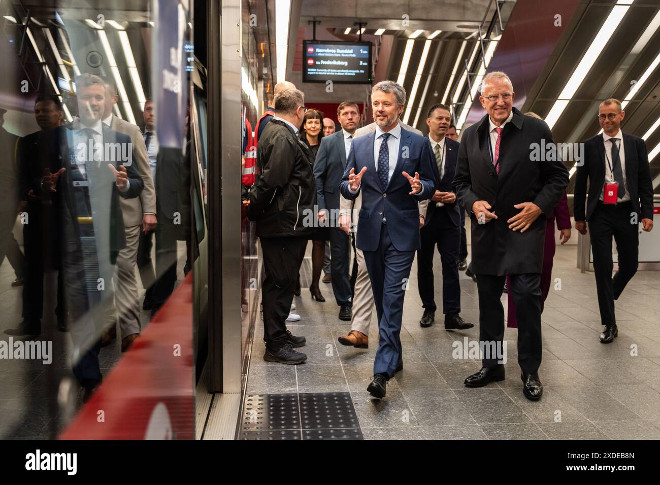 King Frederick X, center, arrives as King Frederik X opens an extension ...