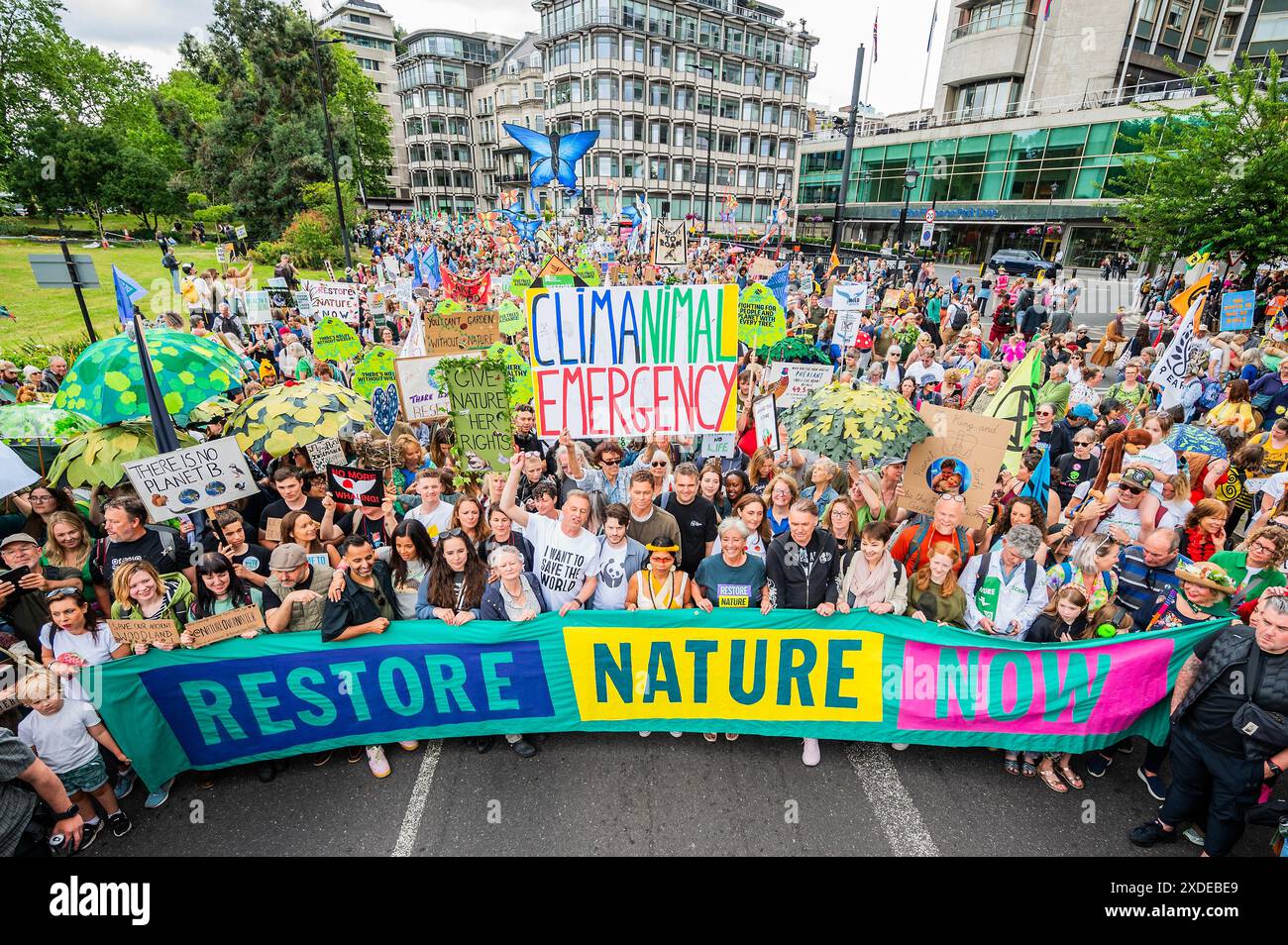 London, UK. 22 Jun 2024. The march sets off led by Chris Packham and ...