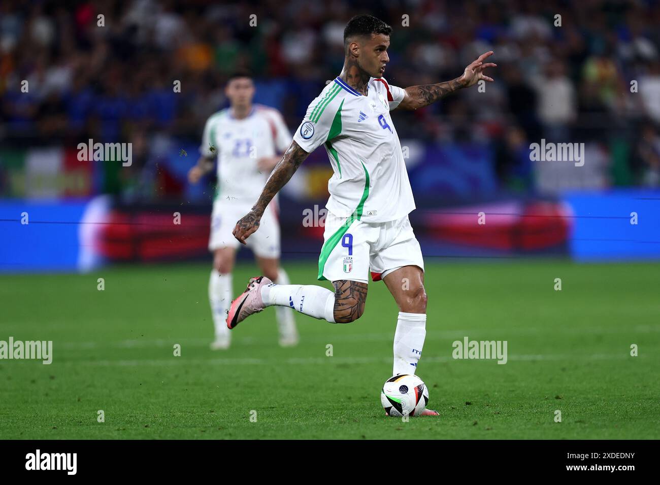 Gianluca Scamacca of Italy in action during the Uefa Euro 2024 Group B ...
