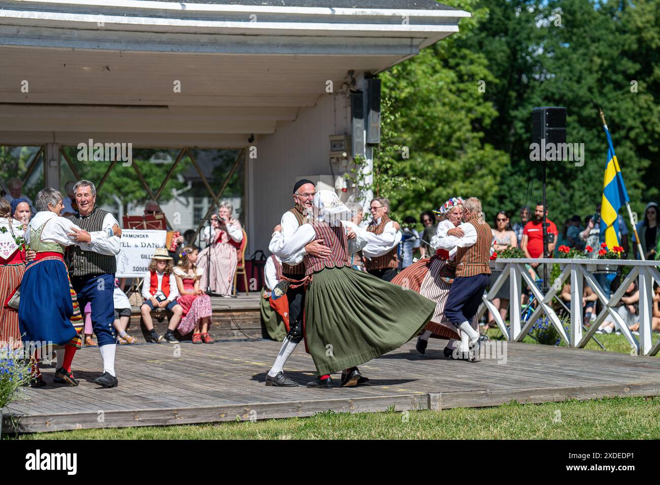 Traditional Swedish midsummer celebration with Folkdance in Söderköping, Sweden on June 21, 2024 ...