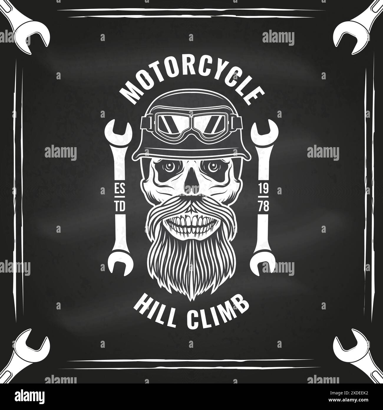 Motorcycle hill climb logo, badge, sticker on the chalkboard. Vector ...