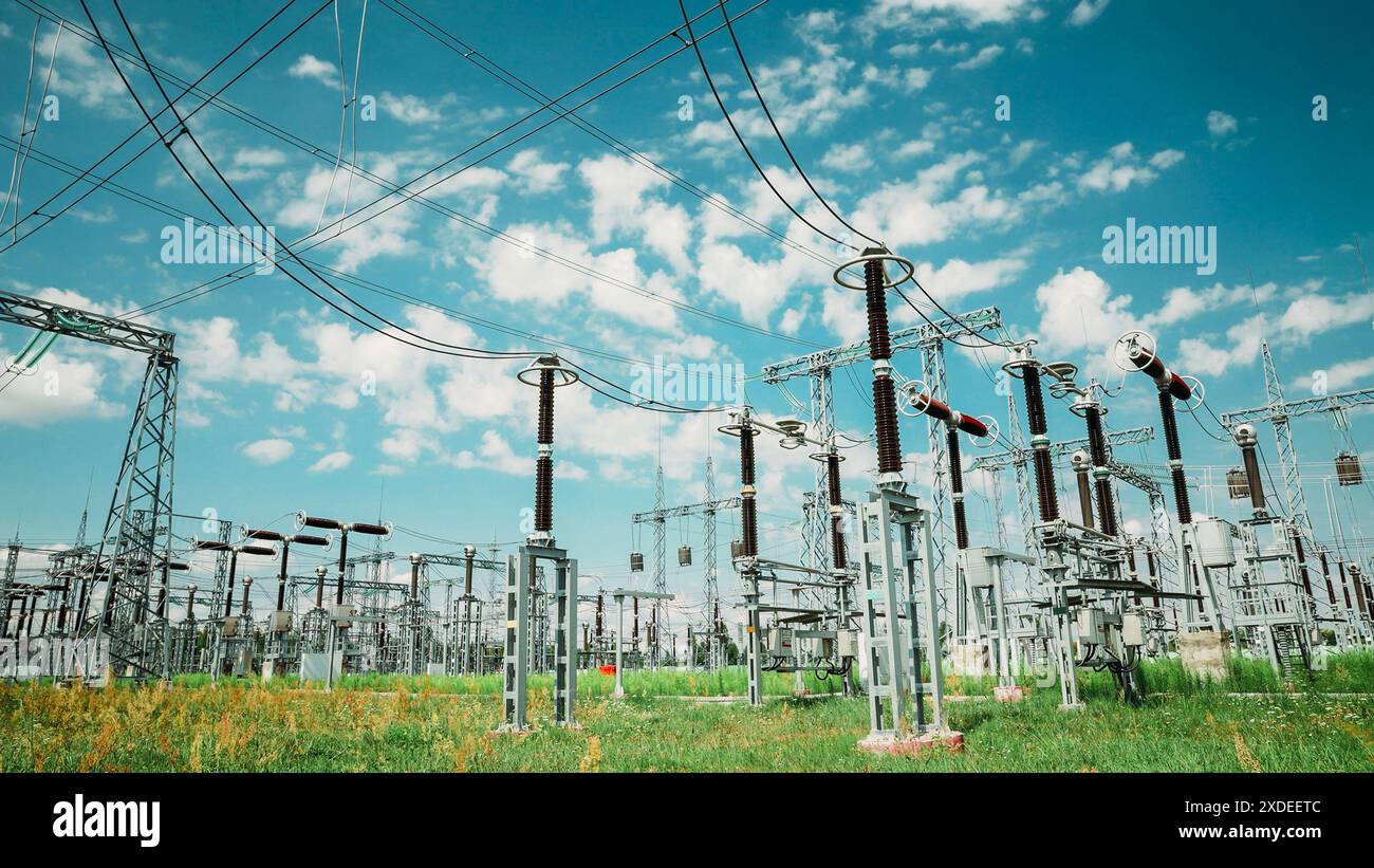 Power Grid Station. Electrical Distribution Station, Transformer Stock ...