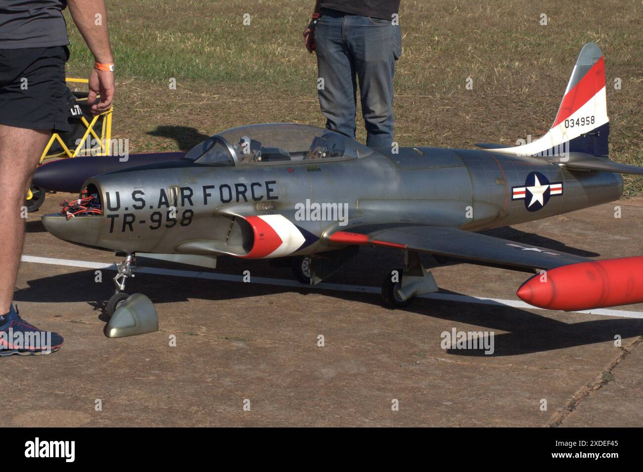 Model jet aircraft on display at aeromodelling competition Stock Photo ...