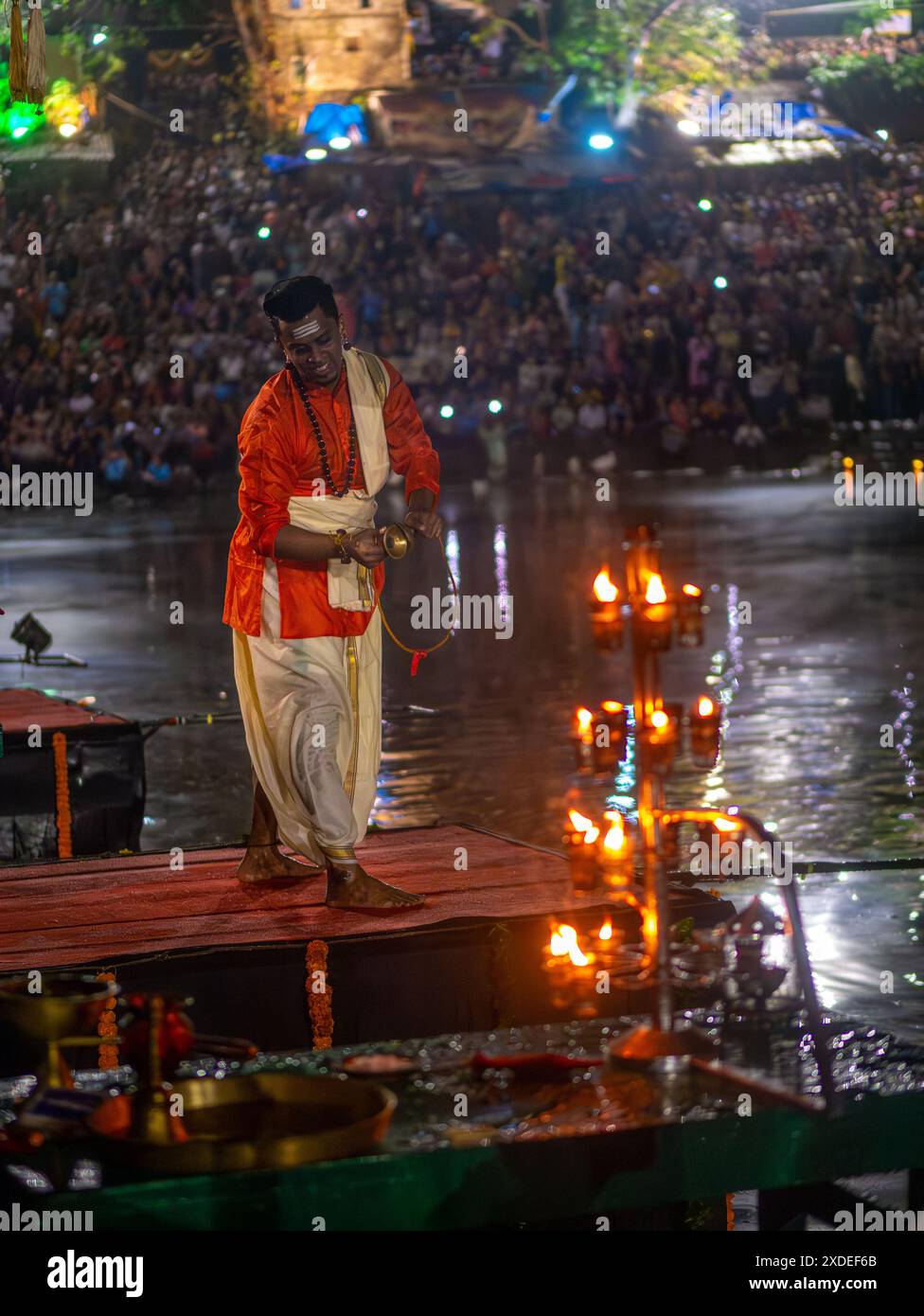 MUMBAI, INDIA - November 23, 2023 : Ganga Aarti, evening ceremony at ...