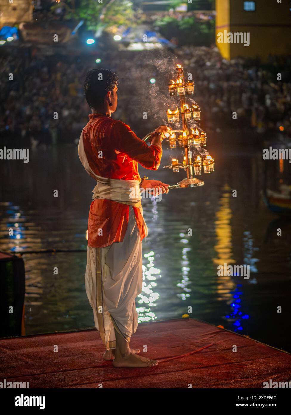 MUMBAI, INDIA - November 23, 2023 : Ganga Aarti, evening ceremony at ...