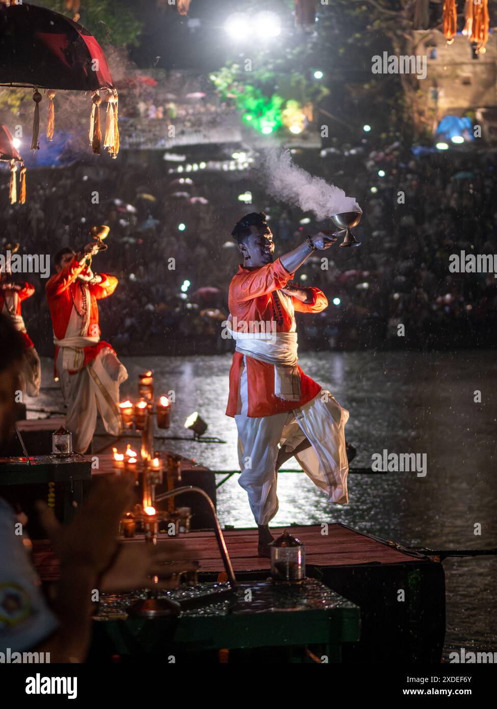 MUMBAI, INDIA - November 23, 2023 : Ganga Aarti, evening ceremony at ...