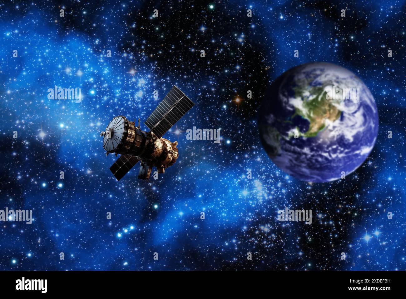 satellite in orbit around the planet Earth Stock Photo - Alamy