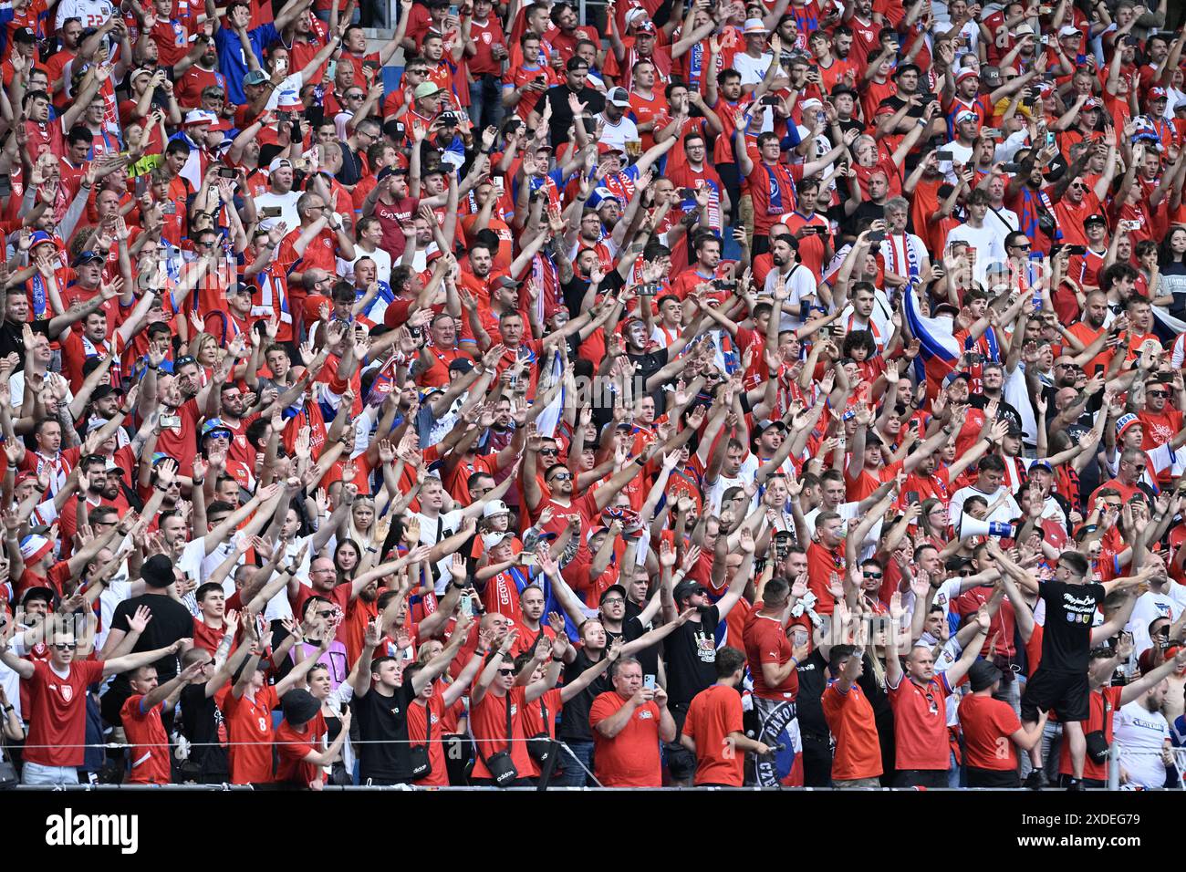 Hamburk, Germany. 22nd June, 2024. Czech fans are seen during the Group ...