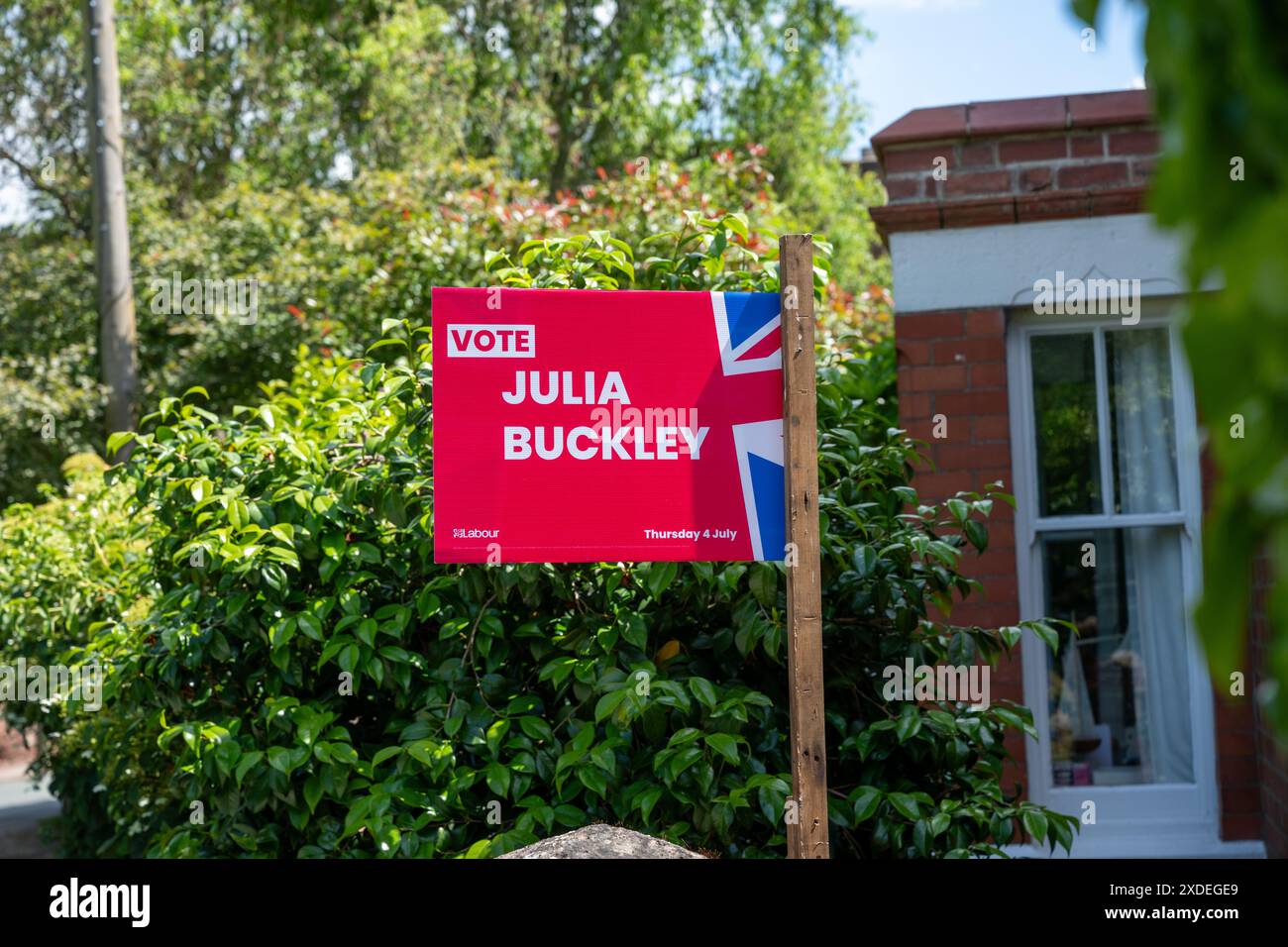 Shrewsbury, UK 22nd, June, 2024. Sunshine on political posters on ...