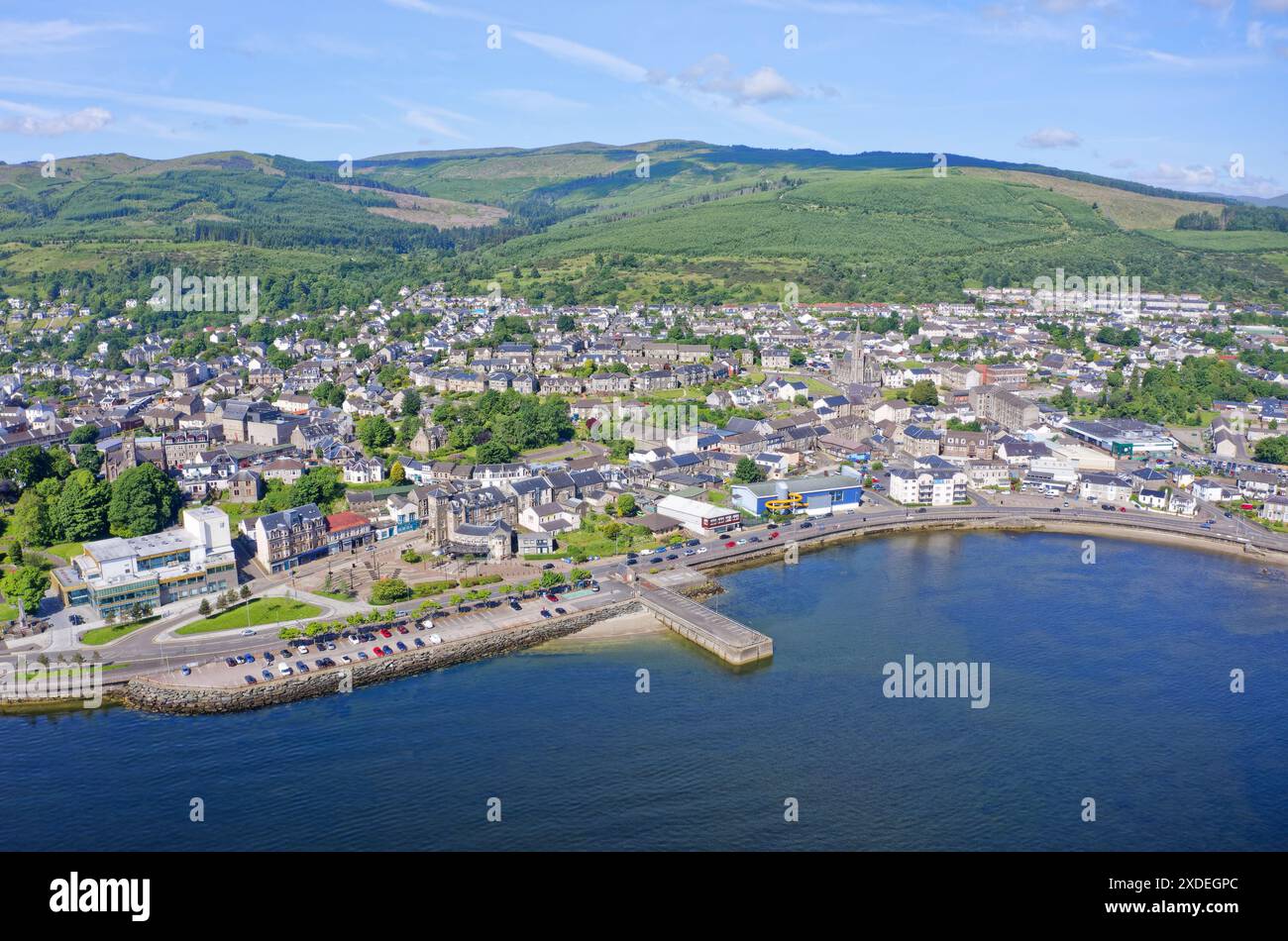 Dunoon town centre in Scotland aerial view from above Stock Photo - Alamy