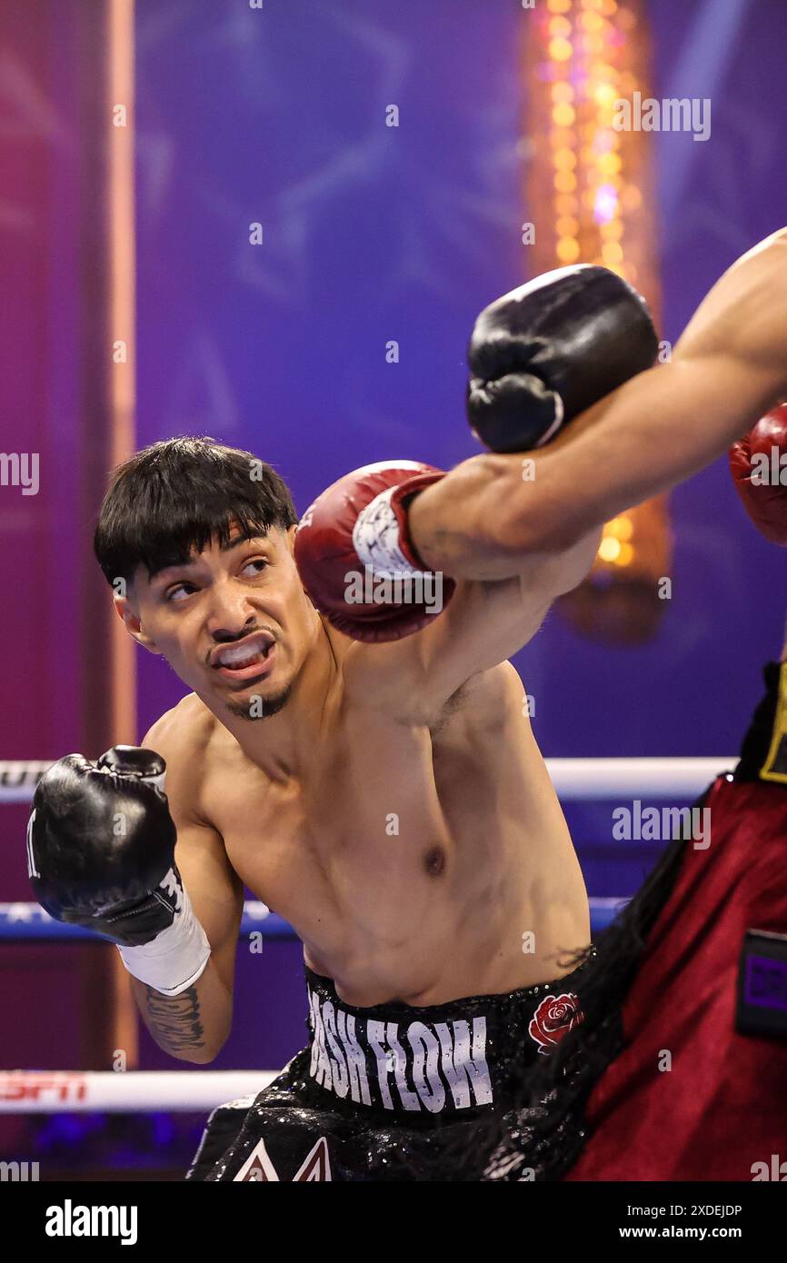June 21, 2024: Floyd Diaz (L) throws a punch during his Bantamweight ...