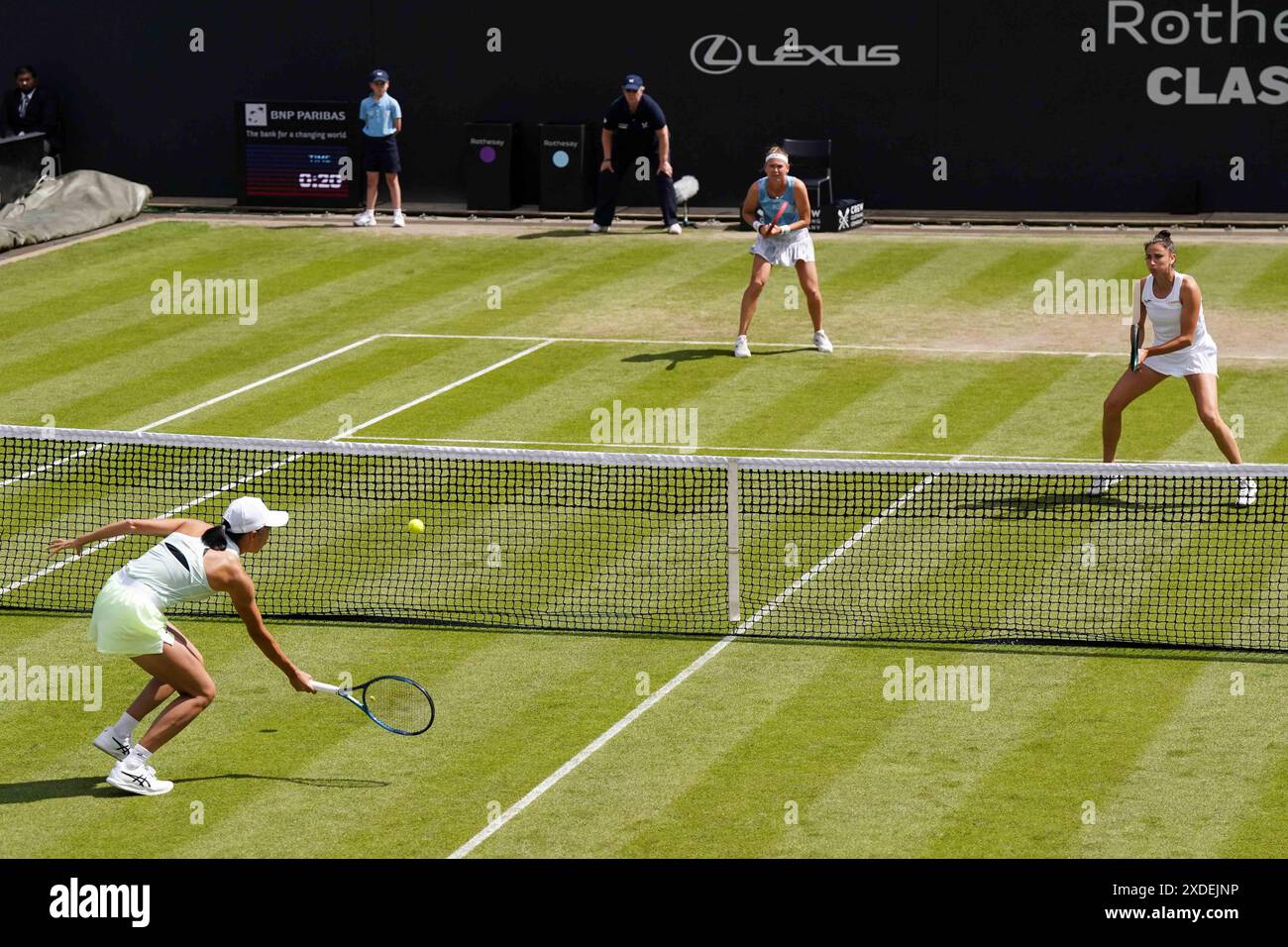 The women's doubles semi-final match between Shuai Zhang and Miyu Kato ...