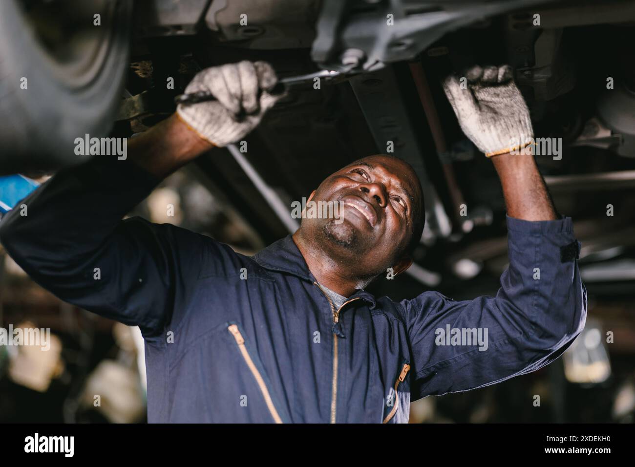 Mechanic Working Repair Vehicle in Car Service. Professional Worker ...