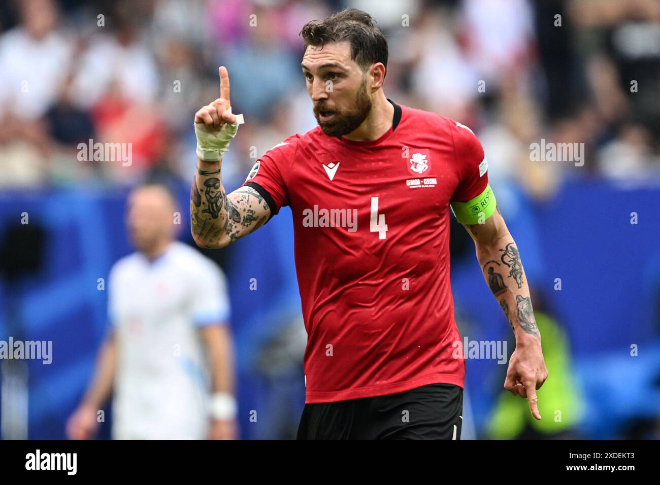 Hamburg. 22nd June, 2024. Guram Kashia of Georgia reacts after his ...