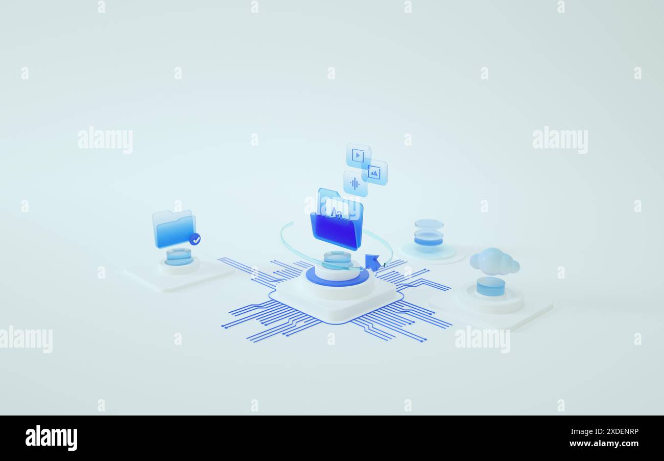 Cloud Storage Folder Isometric Concept Digital File Generative Ai