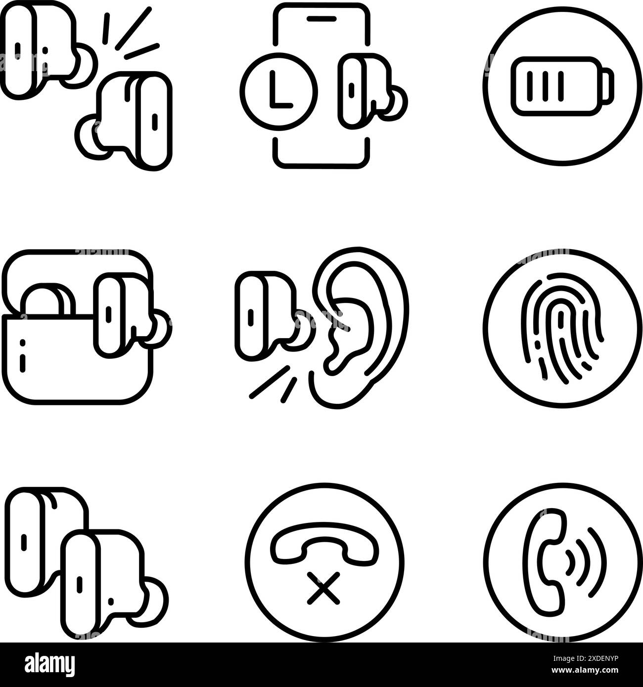 Wireless earbud outline icons set. Vector line icon for web design ...