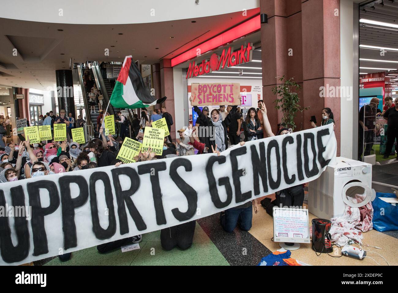 A large group of pro-Palestine demonstrators gathered for an ...