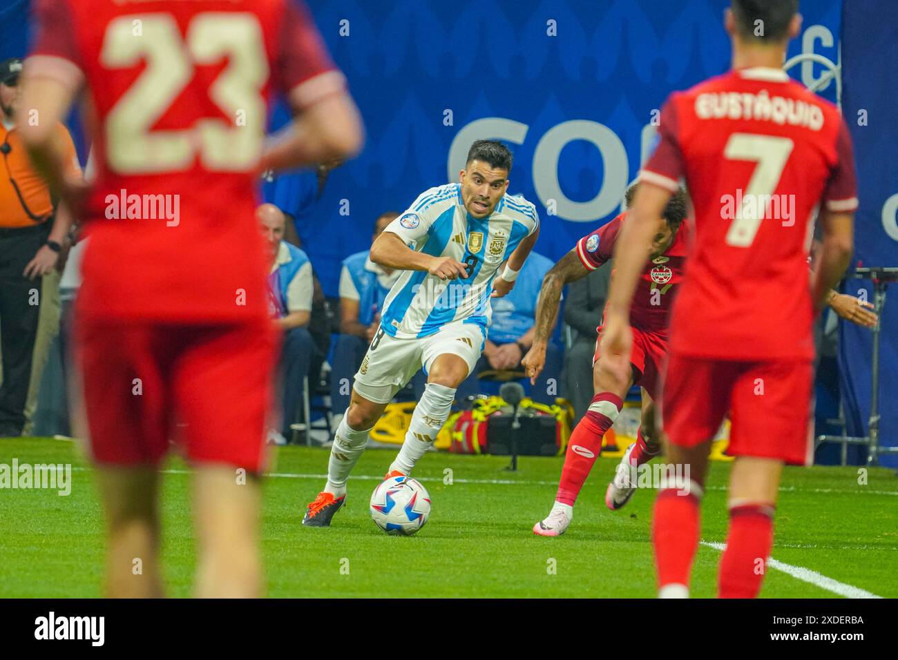 Atlanta, Georgia, USA, June 20, 2024, Argentina's Marcos Acuña #8 runs ...