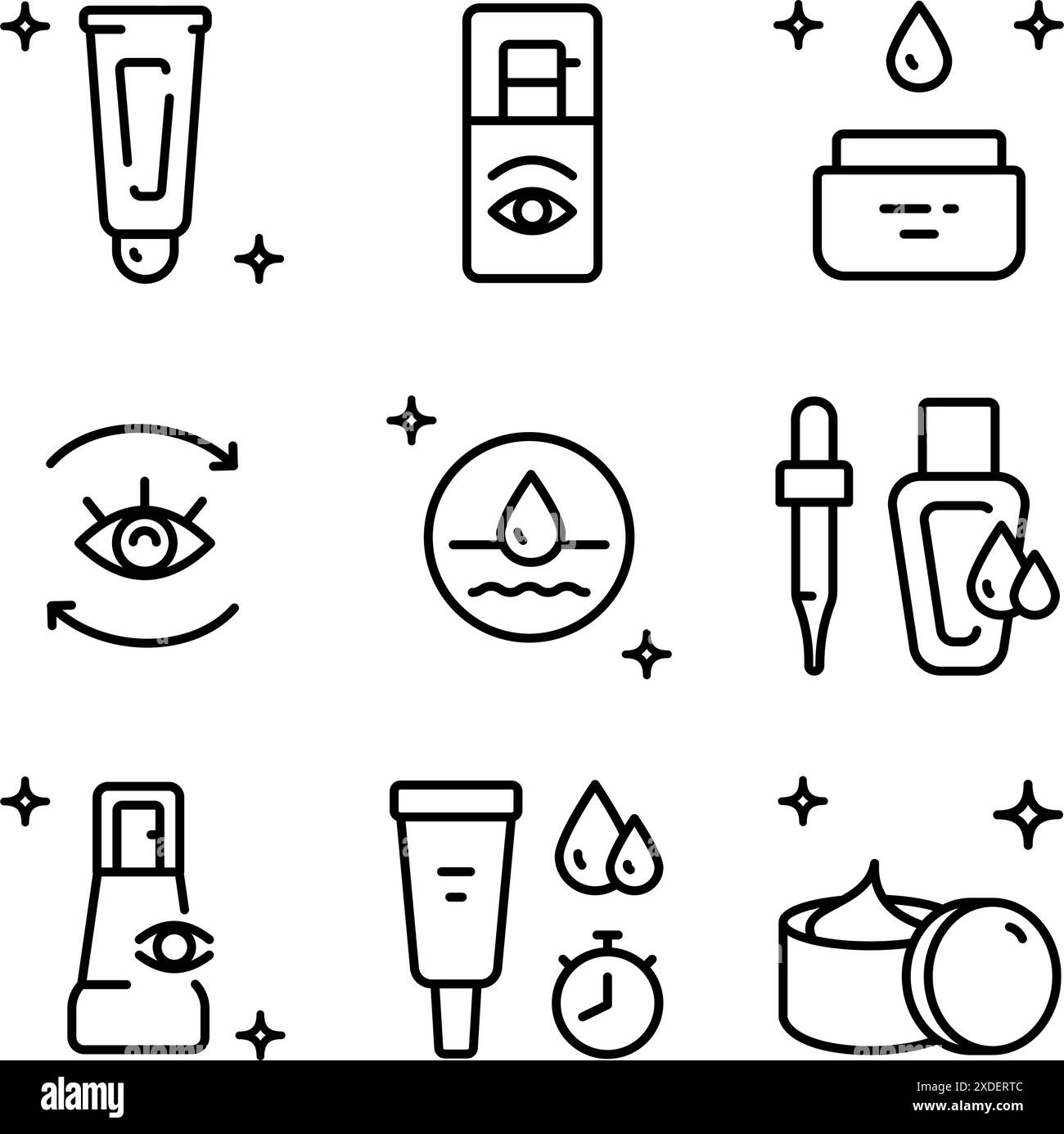 Eye Cream line icons set. Eye Cream simple signs. Skin care contour ...