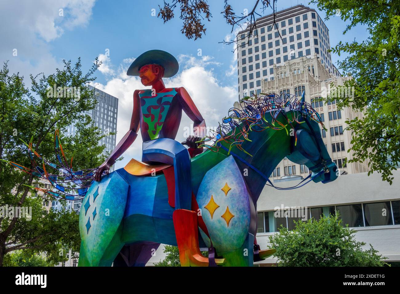 Austin, Texas - 15 June 2024: Tracking the end of the rainbow statue by ...