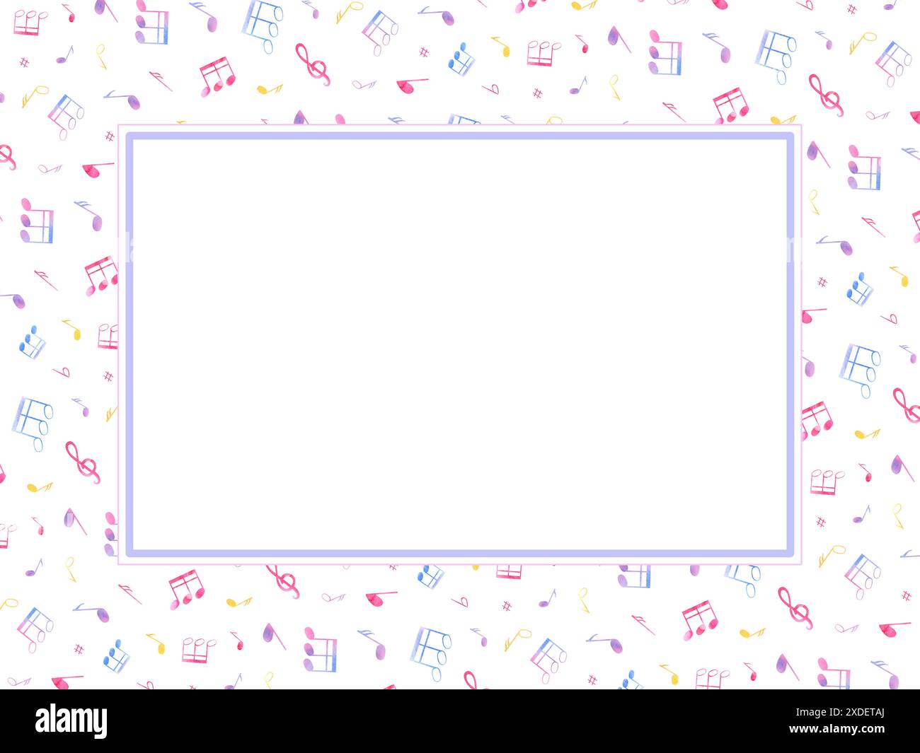 Abstract music notes. Horizontal frame of multicolored note symbols ...