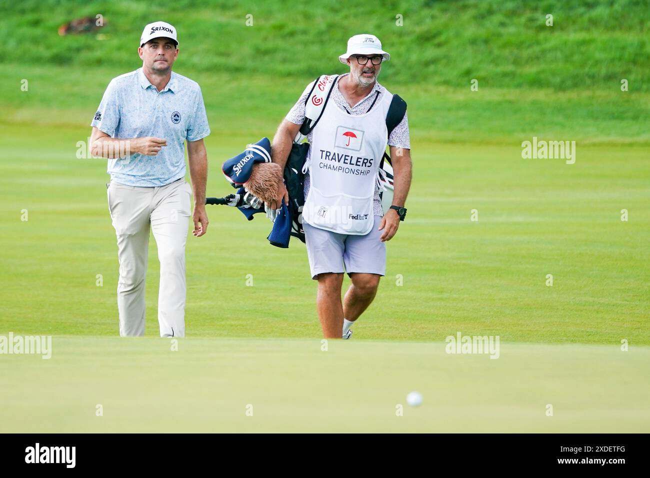 Cromwell, Connecticut, USA. 21st June, 2024. Keegan Bradley (USA) (L ...