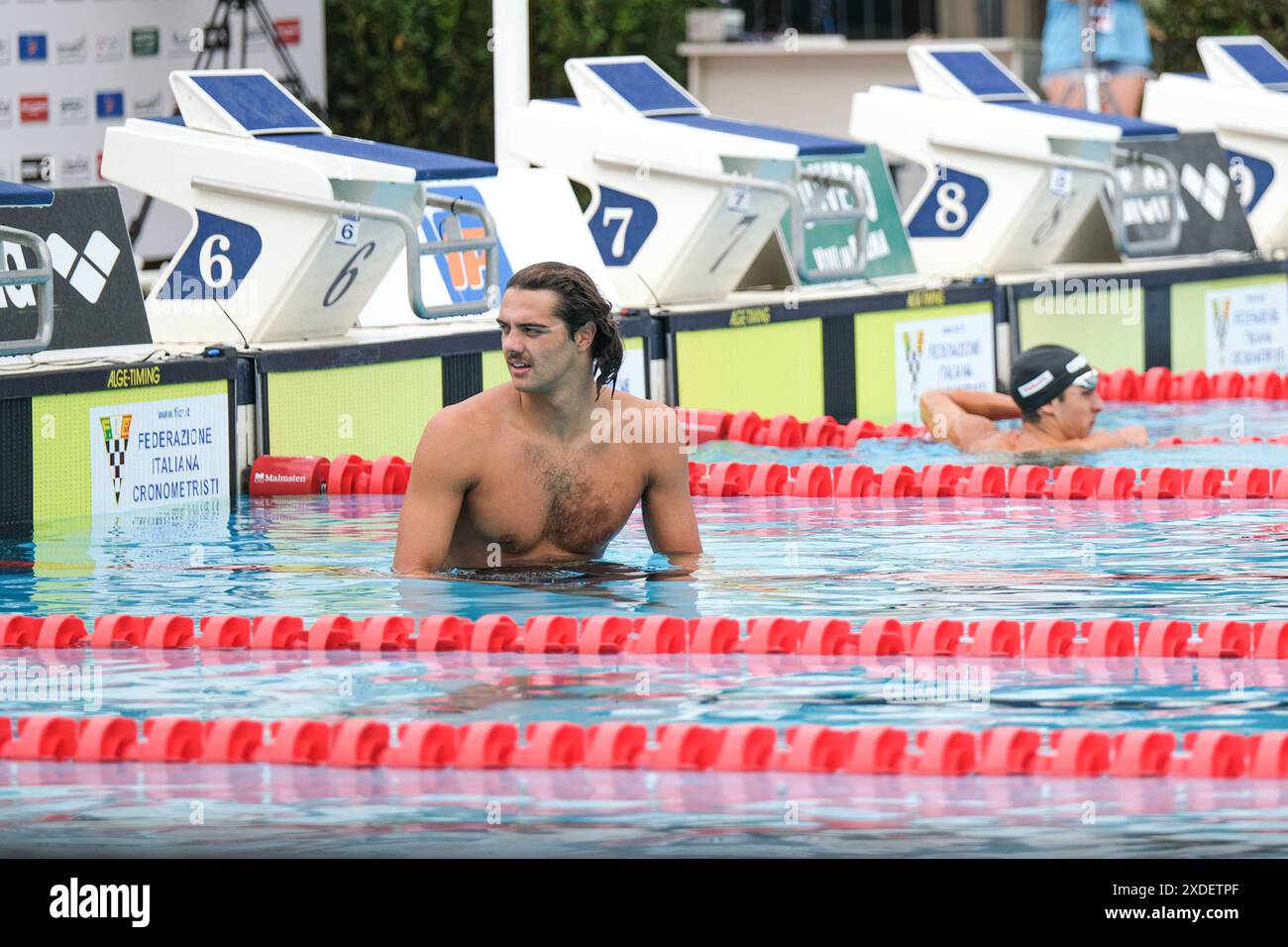 Thomas Ceccon of Italy in action during the men's 100 metres backstroke ...
